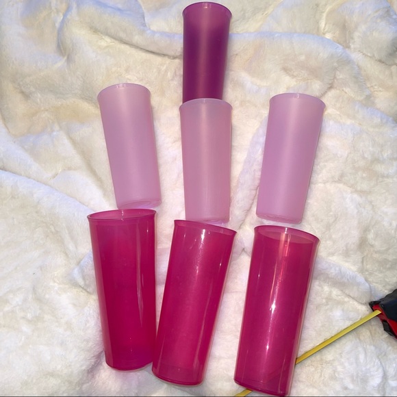 Tupperware | Kitchen | Bundle Of Seven Pink Assorted Tupperware Cups ...
